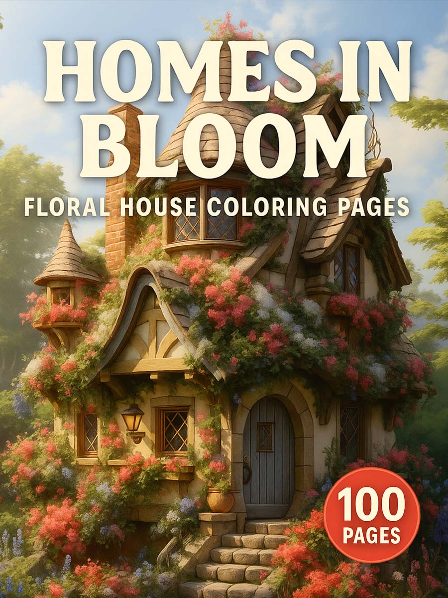 Homes in Bloom – 100 Floral House Coloring Pages | Coloring Book Stop