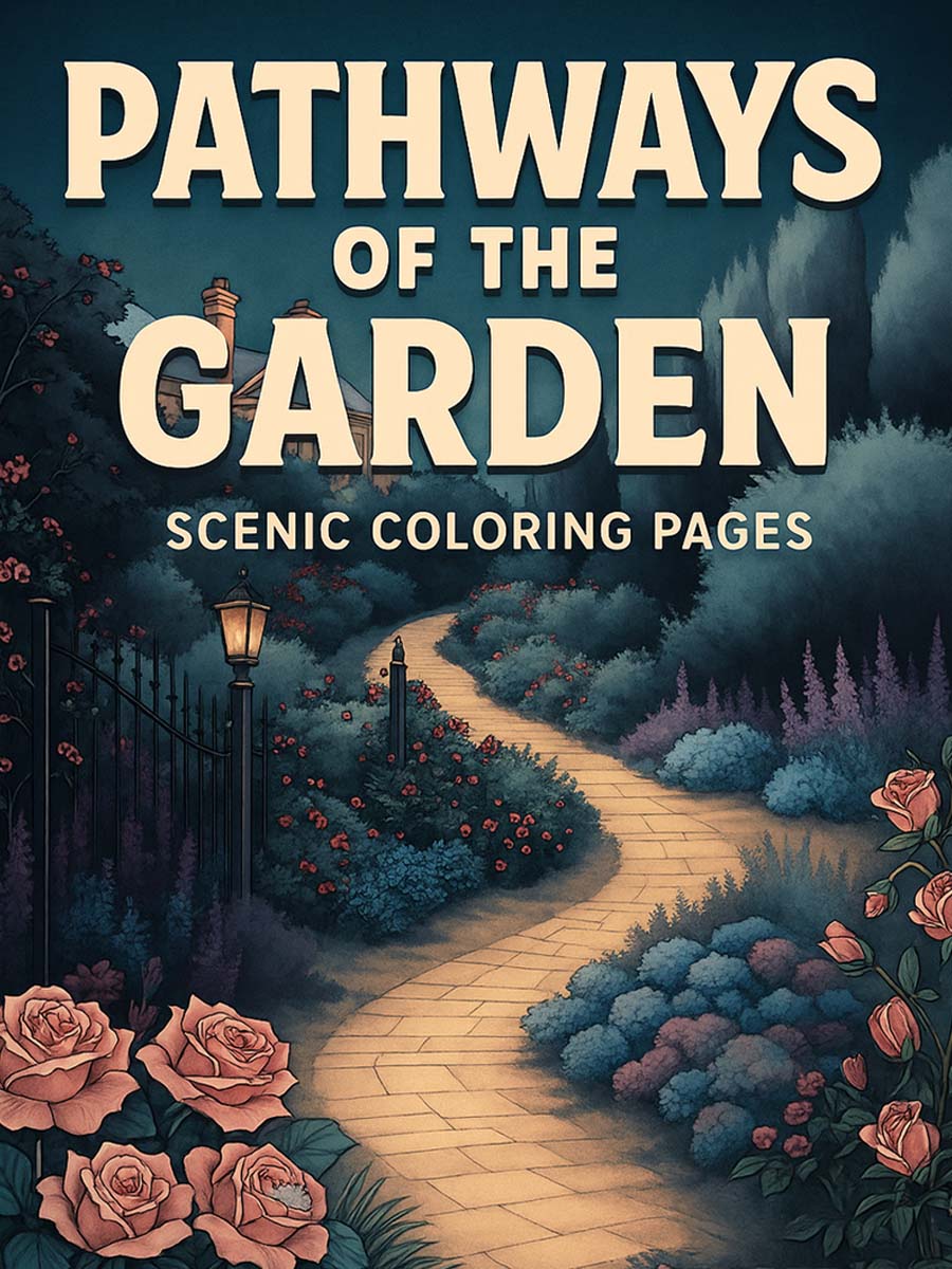 Pathways of the Garden – 25 Scenic Coloring Pages | Coloring Book Stop